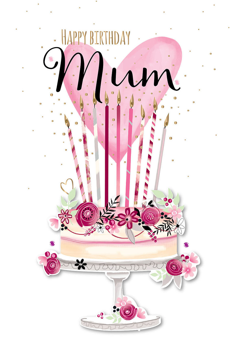 Mum Cake & Candles Embellished Birthday Greeting Card – Love Kate's