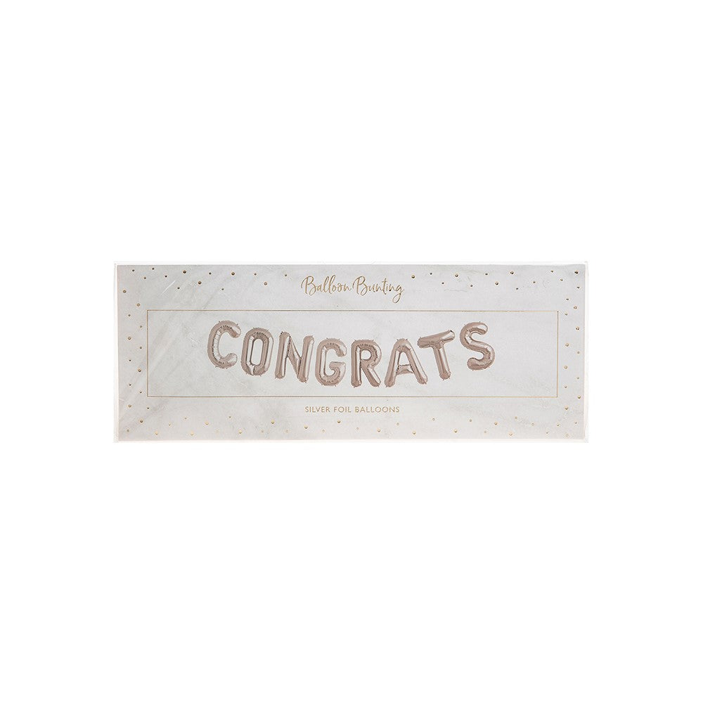 Congrats Silver Foil Balloon Party Bunting Kit – Love Kate's