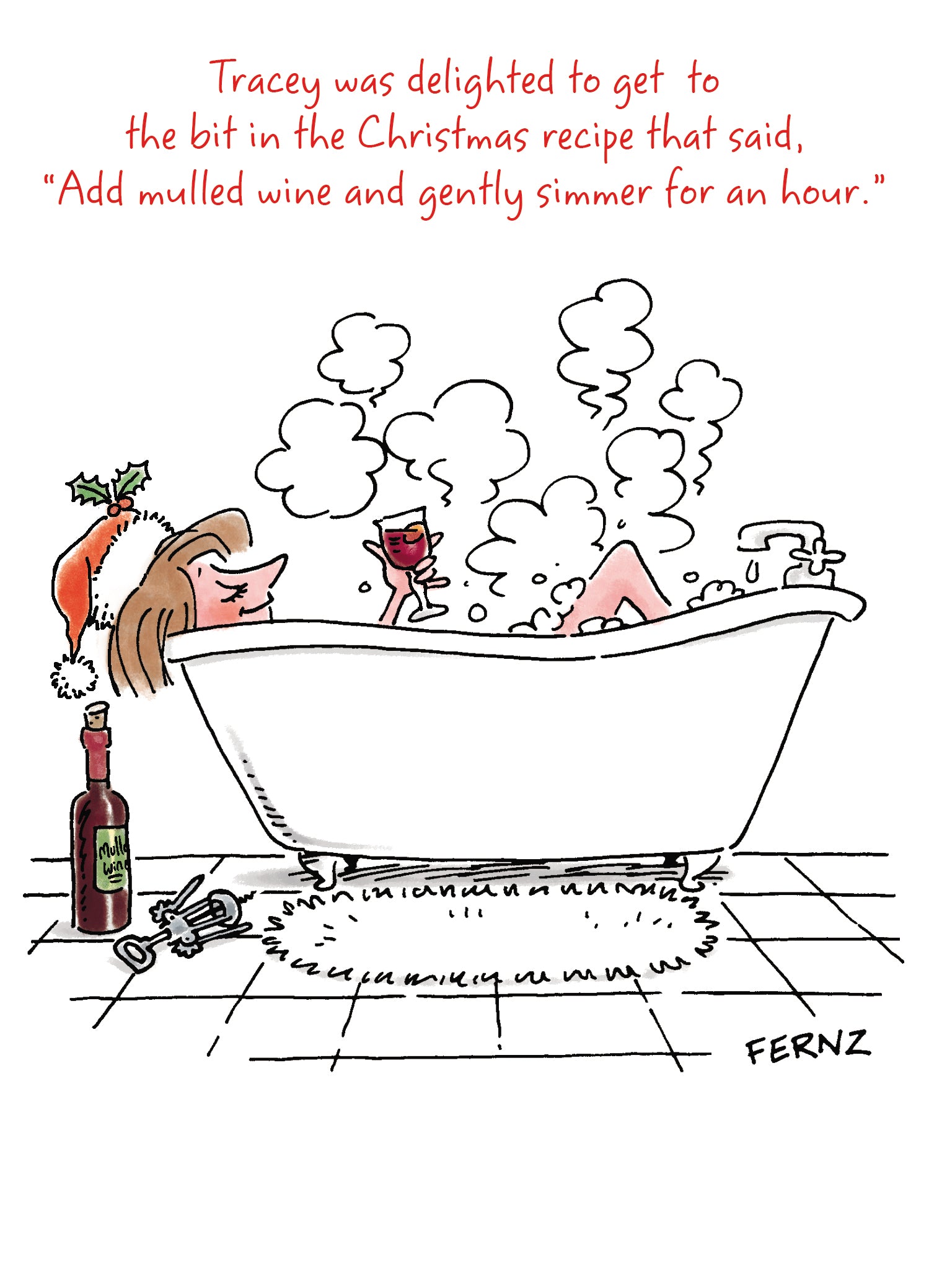 Gently Simmer Mulled Wine Funny Christmas Greeting Card – Love Kate's