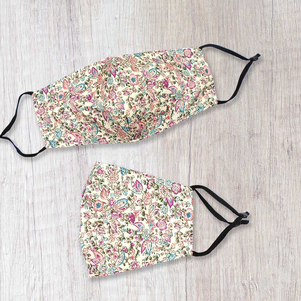 Fashionable Fabric Neutral Ditsy Print Face Mask Durable & Reusable ...
