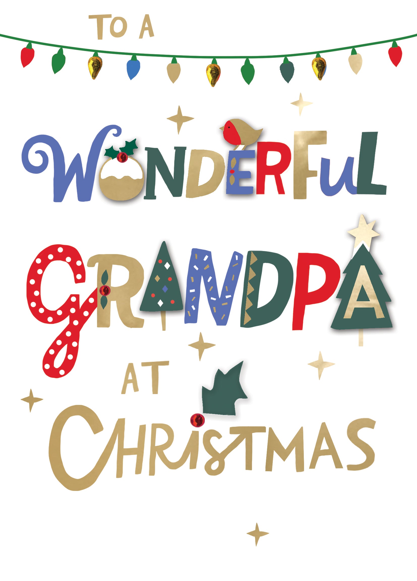 Wonderful Grandpa Fun Xmas Hand-Finished Christmas Card – Love Kate's