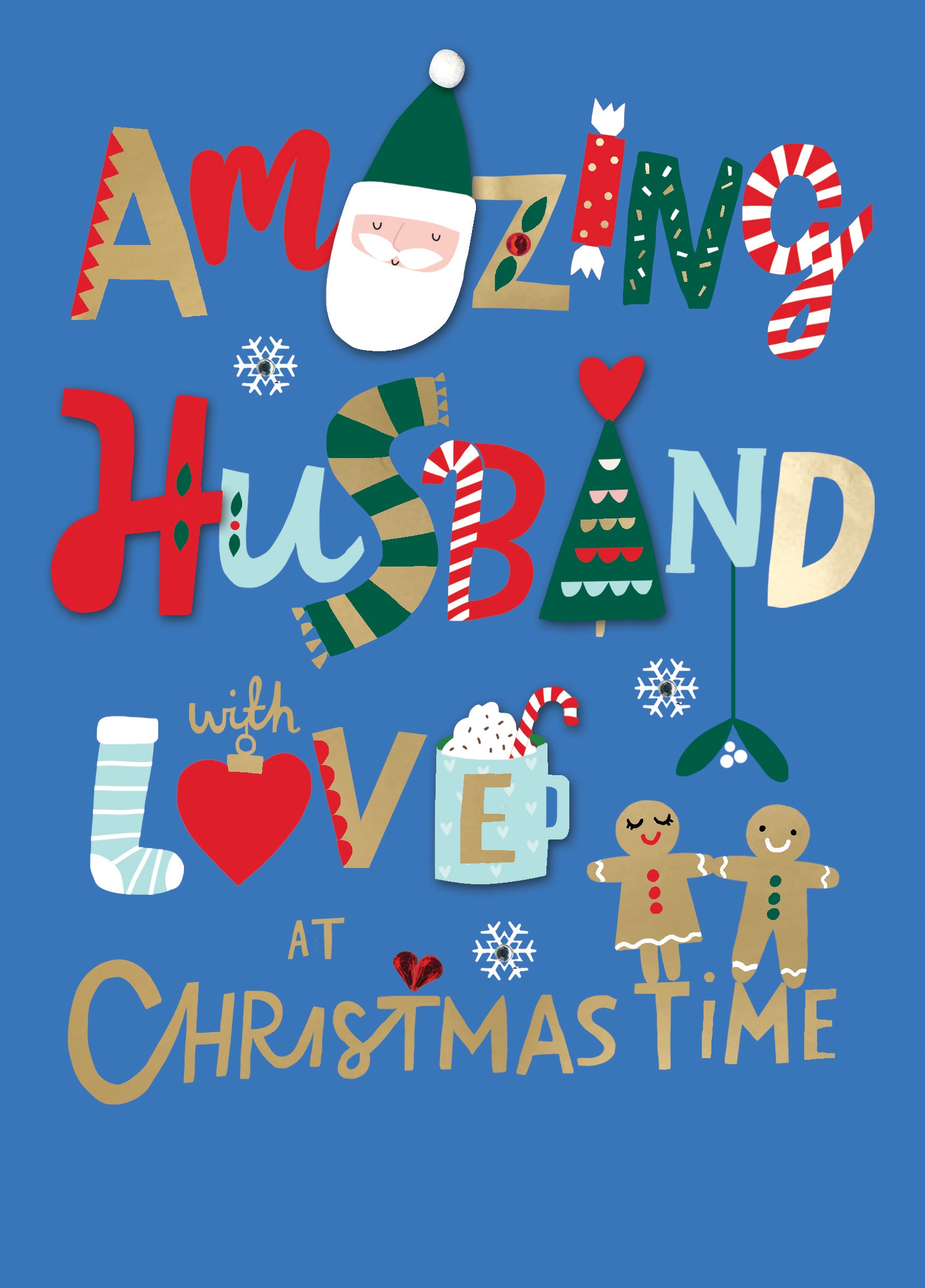 Amazing Husband With Love Fun Hand-Finished Christmas Card – Love Kate's