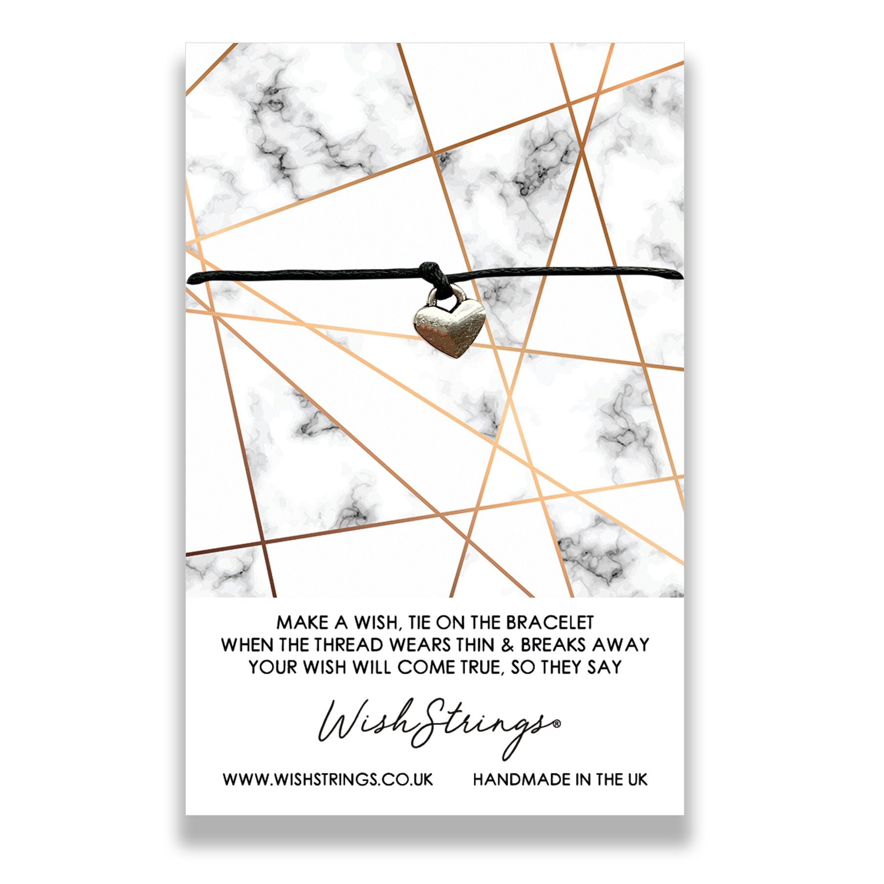 Gold Marble Heart Wish String Bracelet With Lucky Charm – Love Kate's