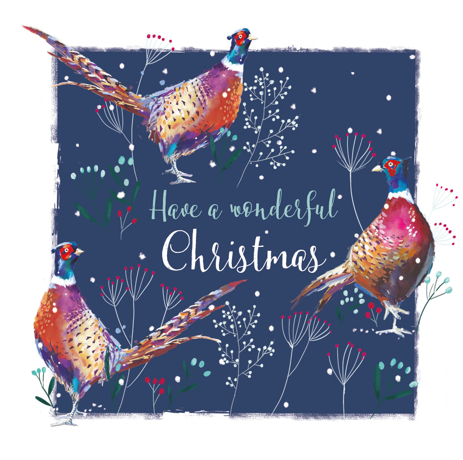 Frolicking Pheasants Christmas Greeting Card – Love Kate's