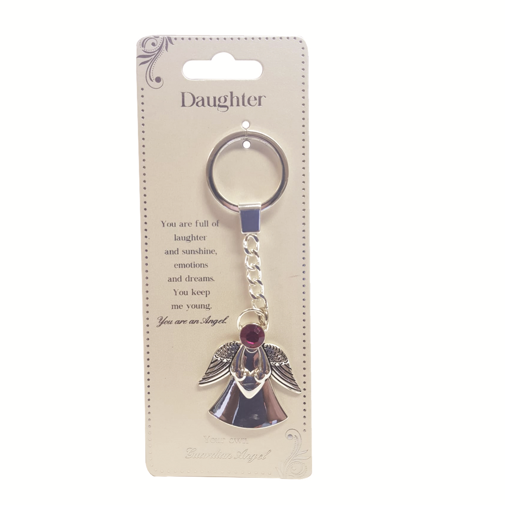 Daughter Guardian Angel Keyring With Gemstone – Love Kate's