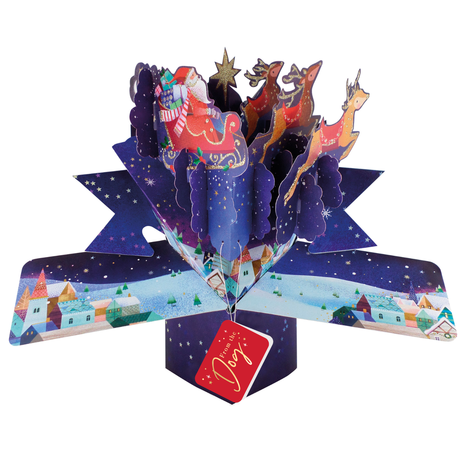 From The Dog Christmas Card 3D Santa & Sleigh Pop Up Christmas Card ...