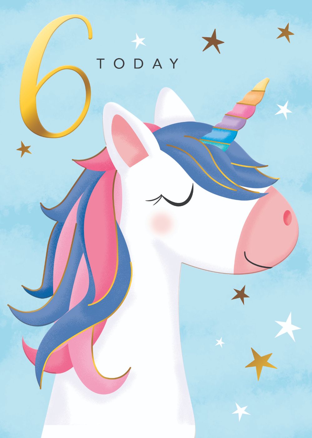 Girls 6 Today Unicorn Gold Foiled 6th Birthday Greeting Card – Love Kate's